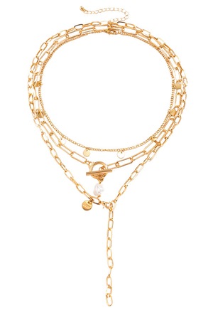 Set 3 coliere multilayer, lanturi masive de diverse modele, banuti si ...