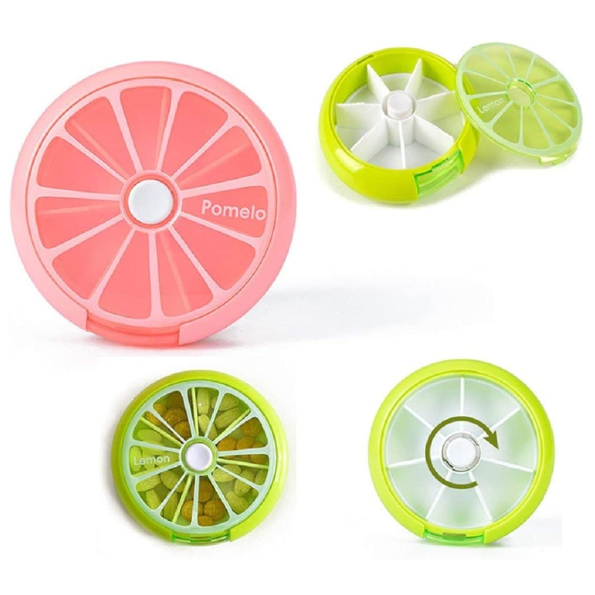 Set 3 cutii depozitare medicamente, rotative, 7 compartimente ...