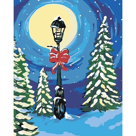 Set pictura pe numere Peisaj de iarna 3026, panza bumbac pe rama lemn ...