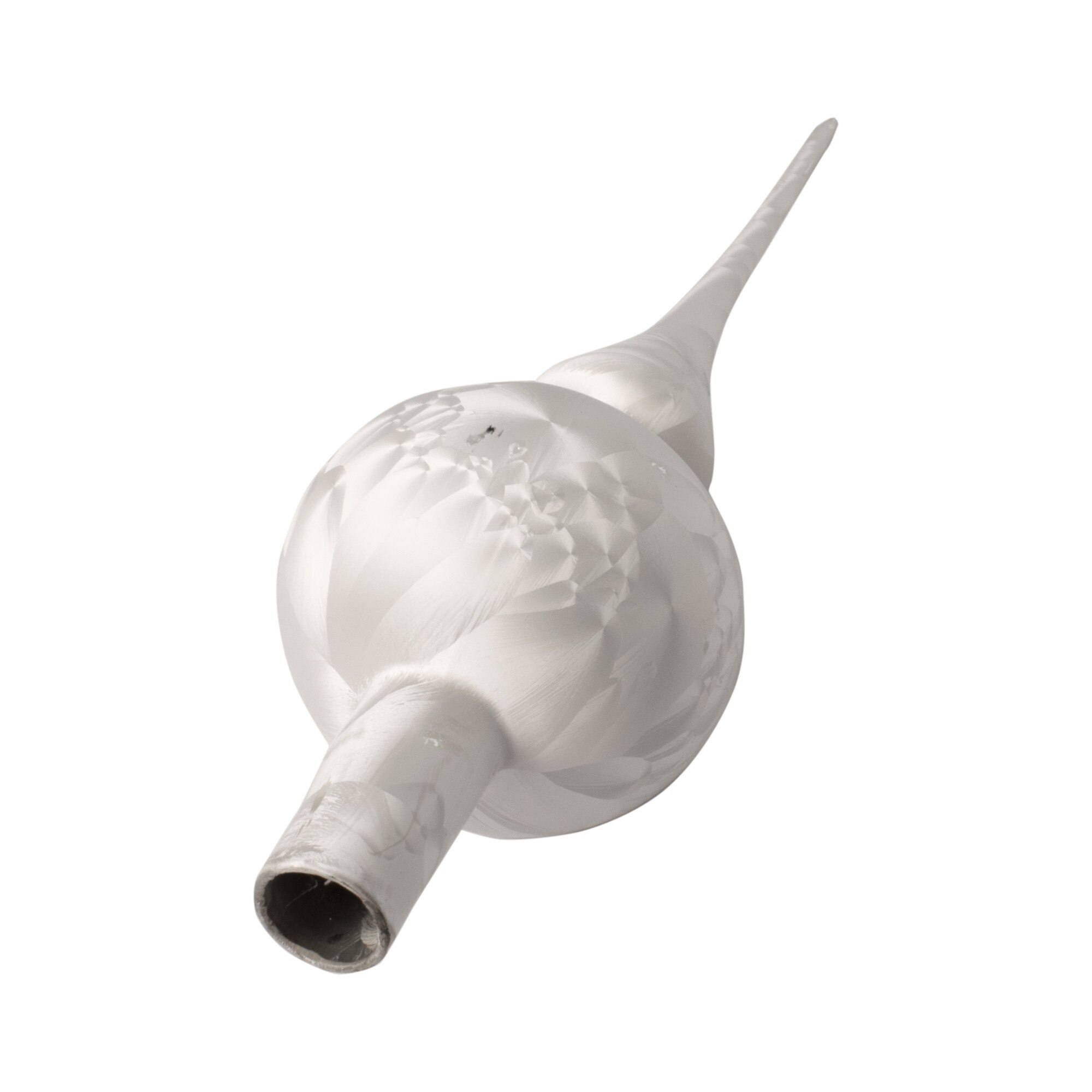 Varf de brad, cu pietricele si pictura, din sticla, 27 cm, Alb, 66492 ...