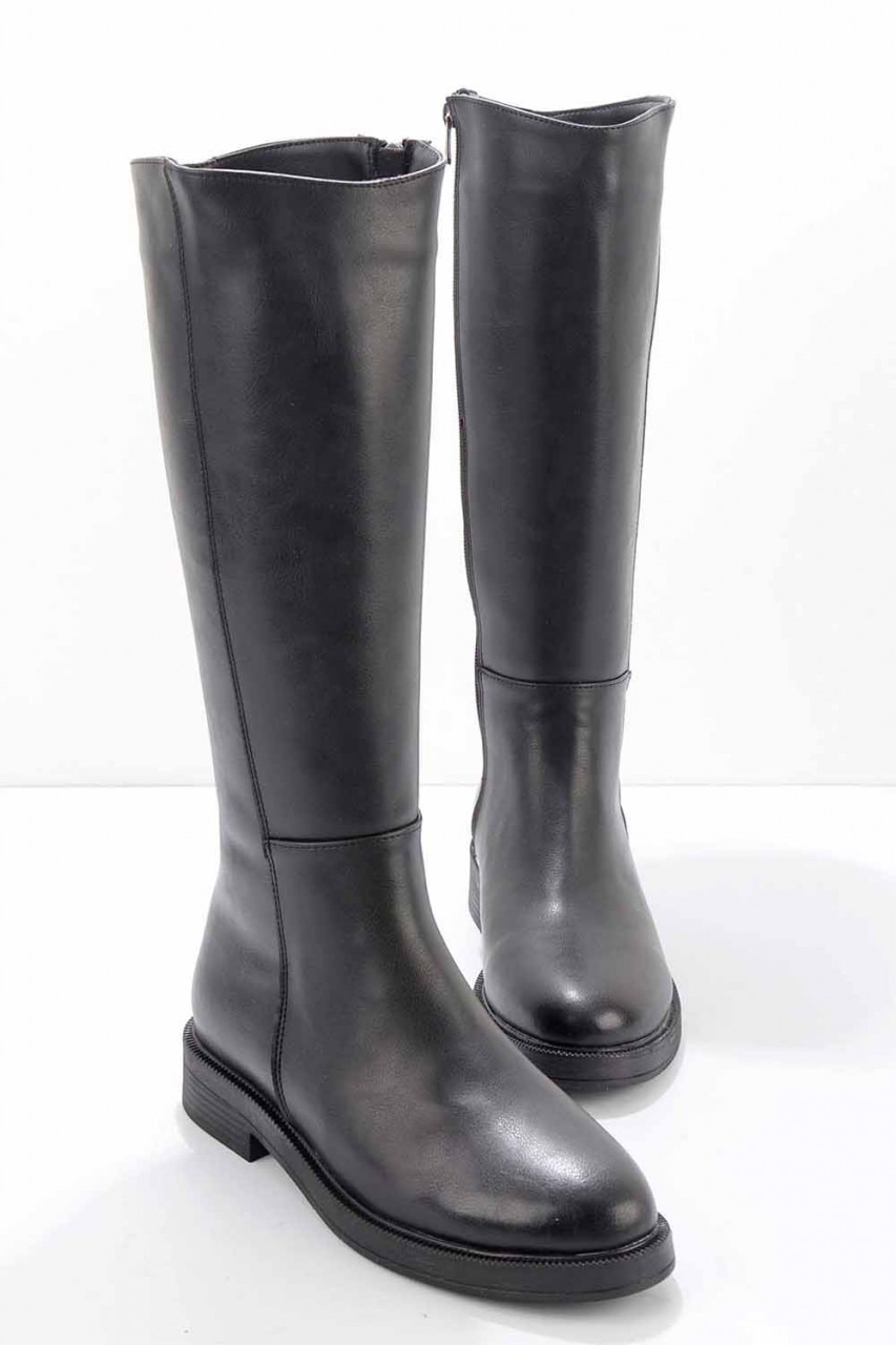 Cizme inalte dama din piele ecologica, negru - eMAG.ro