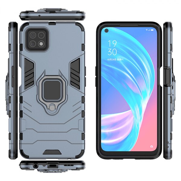 Set protectie 2 in 1 pentru Oppo A72 5G cu husa hybrid antisoc cu stand ...