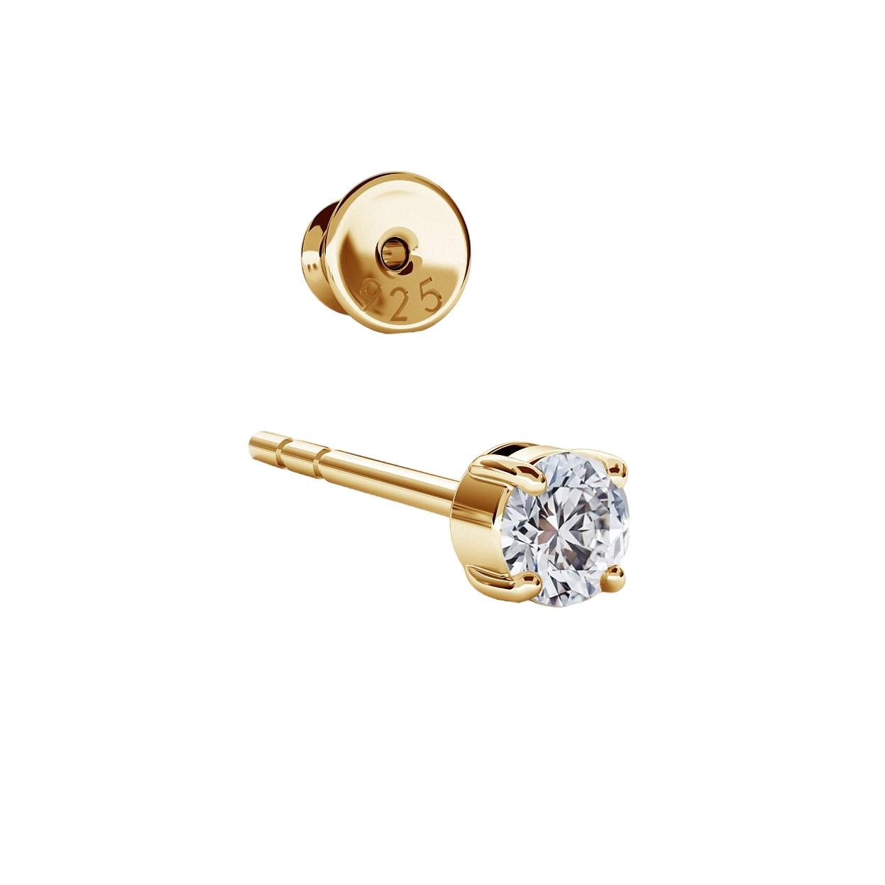 Cercel barbatesc 3mm, GIORRE, Argint 925/Zirconiu alb, Auriu - eMAG.ro