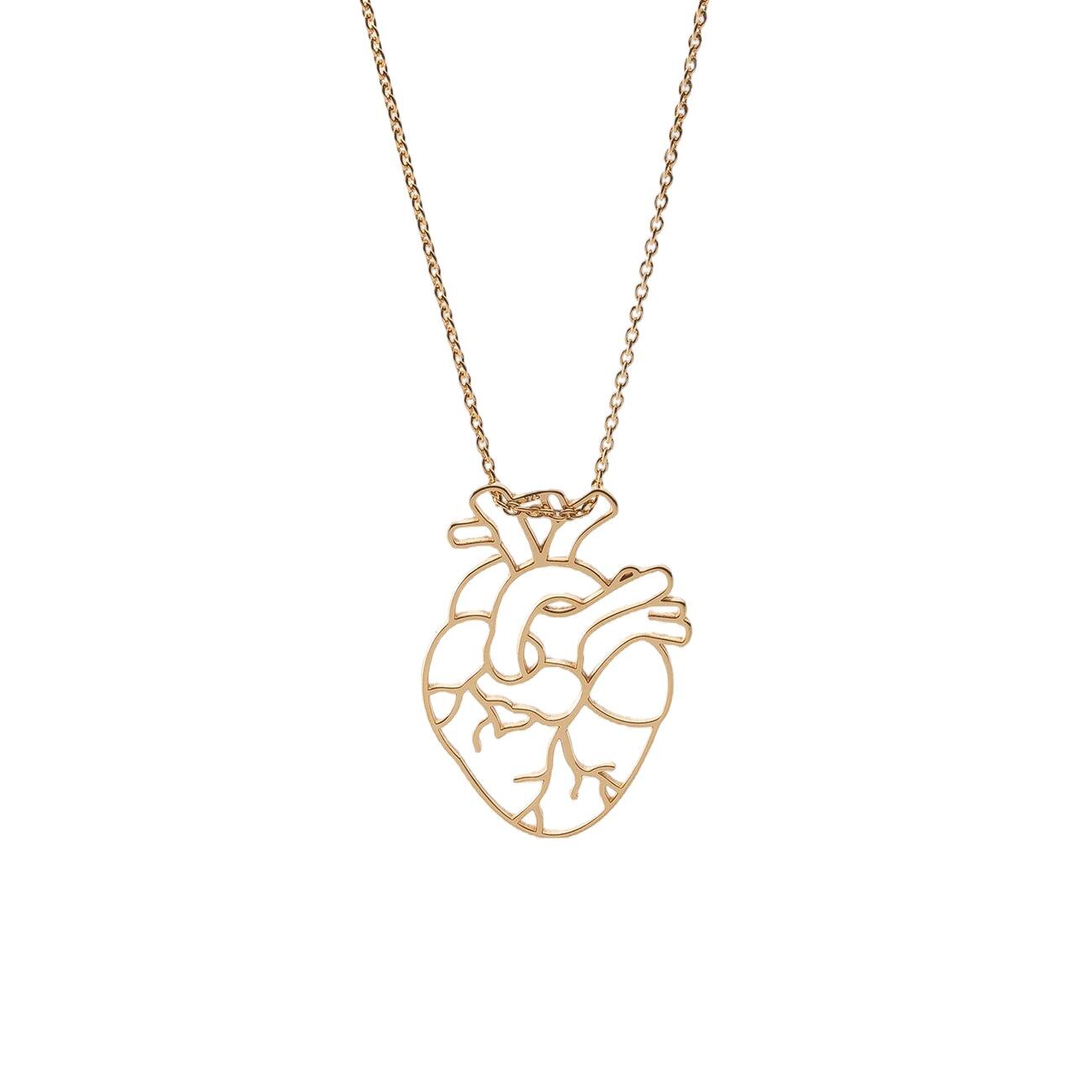 Colier dama cu inima anatomica, GIORRE, argint 925, Auriu - eMAG.ro