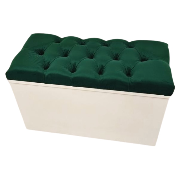 Pantofar tip bancuta tapitata, din pal melaminat alb/verde smarald, R&M ...