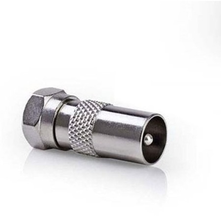 Set 10 mufe adaptor, Nedis, Coaxial, F tata, Argintiu - eMAG.ro