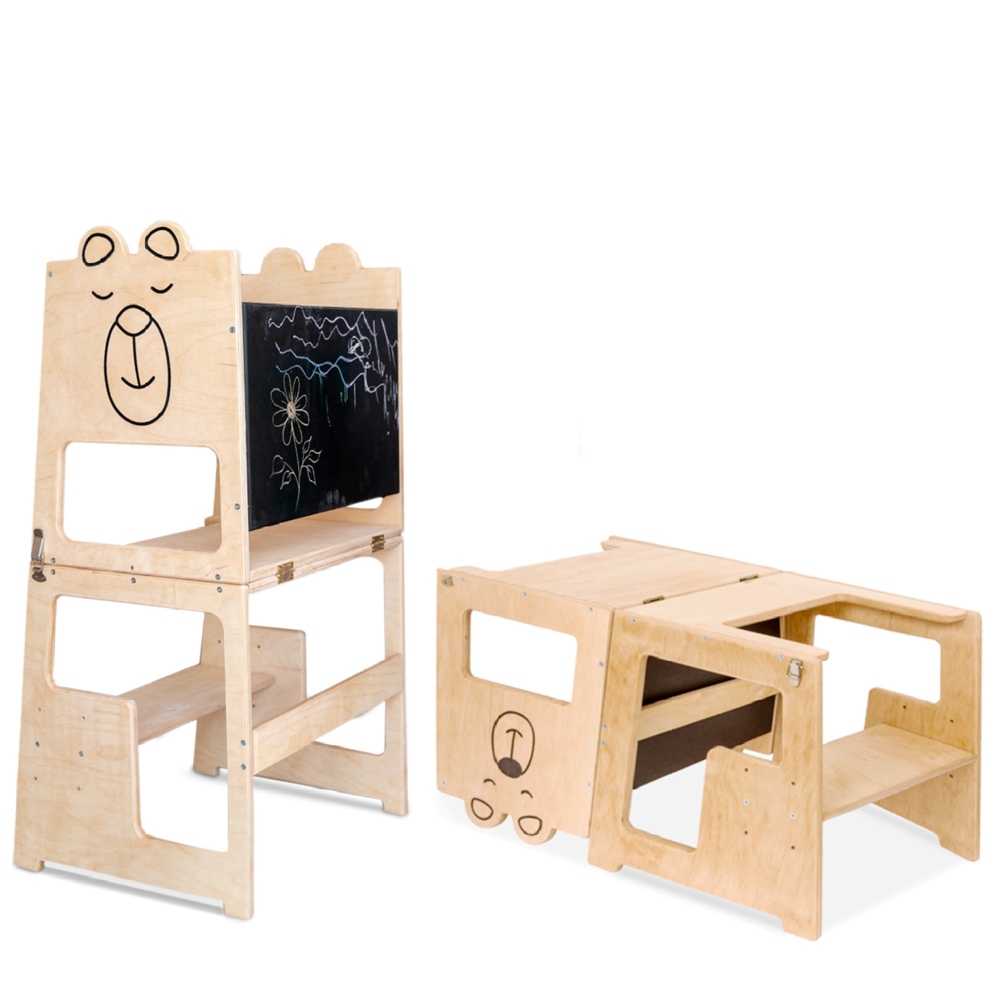 Turn de invatare, Bear, tip Montessori, cu tabla de scris, pentru copii ...