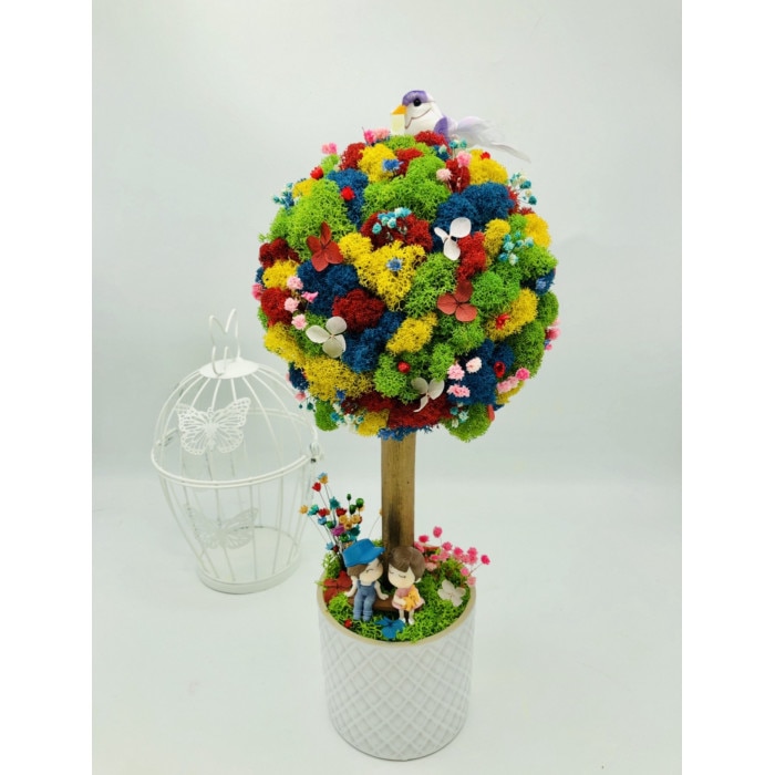 Aranjament floral personalizabil, mediu 38 cm, tip copacel / pomisor cu ...