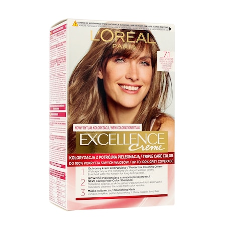 Crema coloranta de par, L'Oreal Paris, 7.1 Blond Gri - eMAG.ro