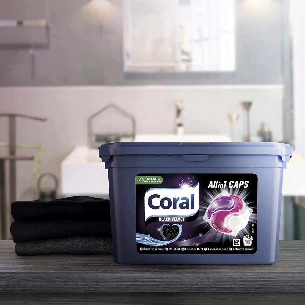 Detergent capsule, Coral, All in 1, Black velvet, 16 spalari - eMAG.ro