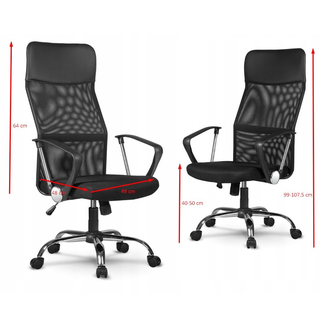 Scaun rotabil ergonomic pentru casa si birou extensibil negru - eMAG.ro