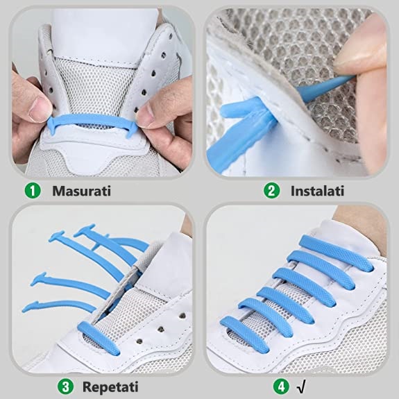 Sireturi Elastice din Silicon, functie NO TOUCH pentru pantofi sport ...