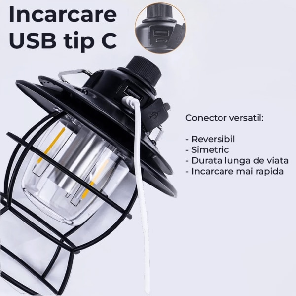 Lampa tip felinar, lanterna cort 2 in 1, 3 x Tungsten plus 6 SMD LED ...