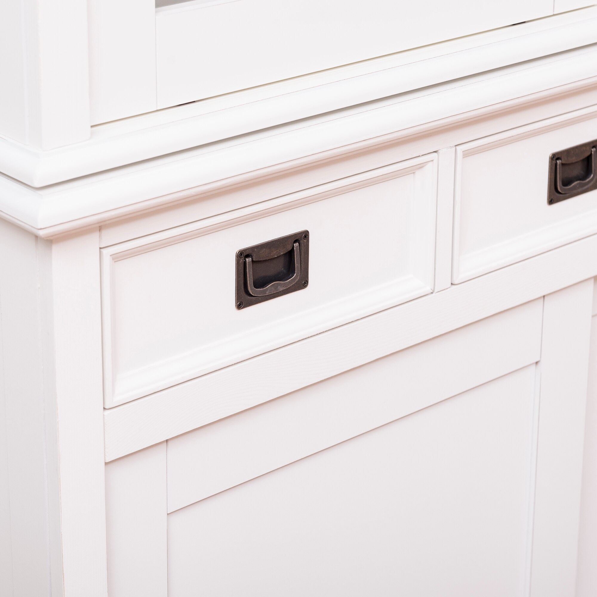 Vitrina cu 4 usi glisante si 3 sertare din MDF, vopsit, alb murdar ...