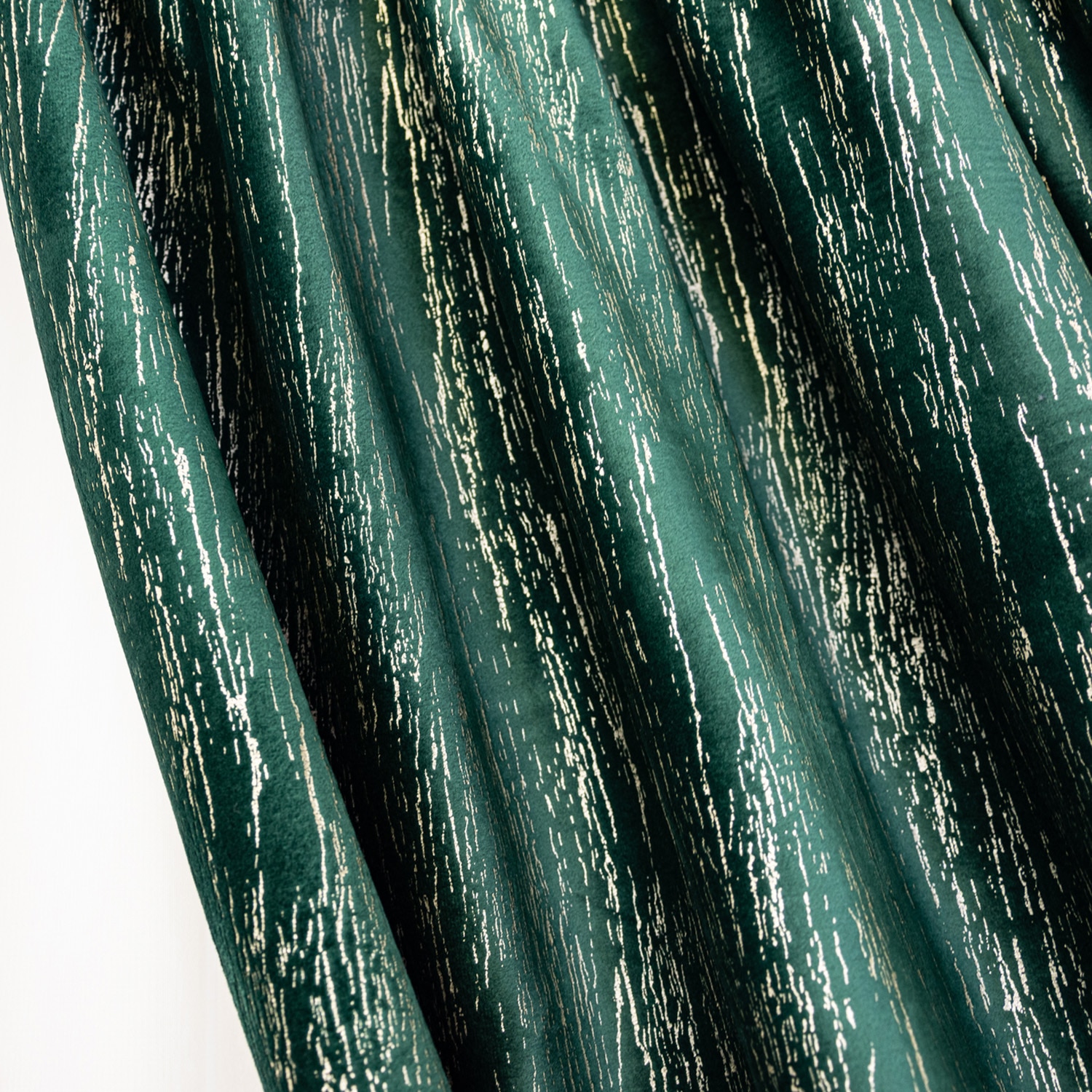 Set 3 piese Hiko, doua draperii 2x140x245cm Comfy New Imperial catifea imprimata verde intens ...