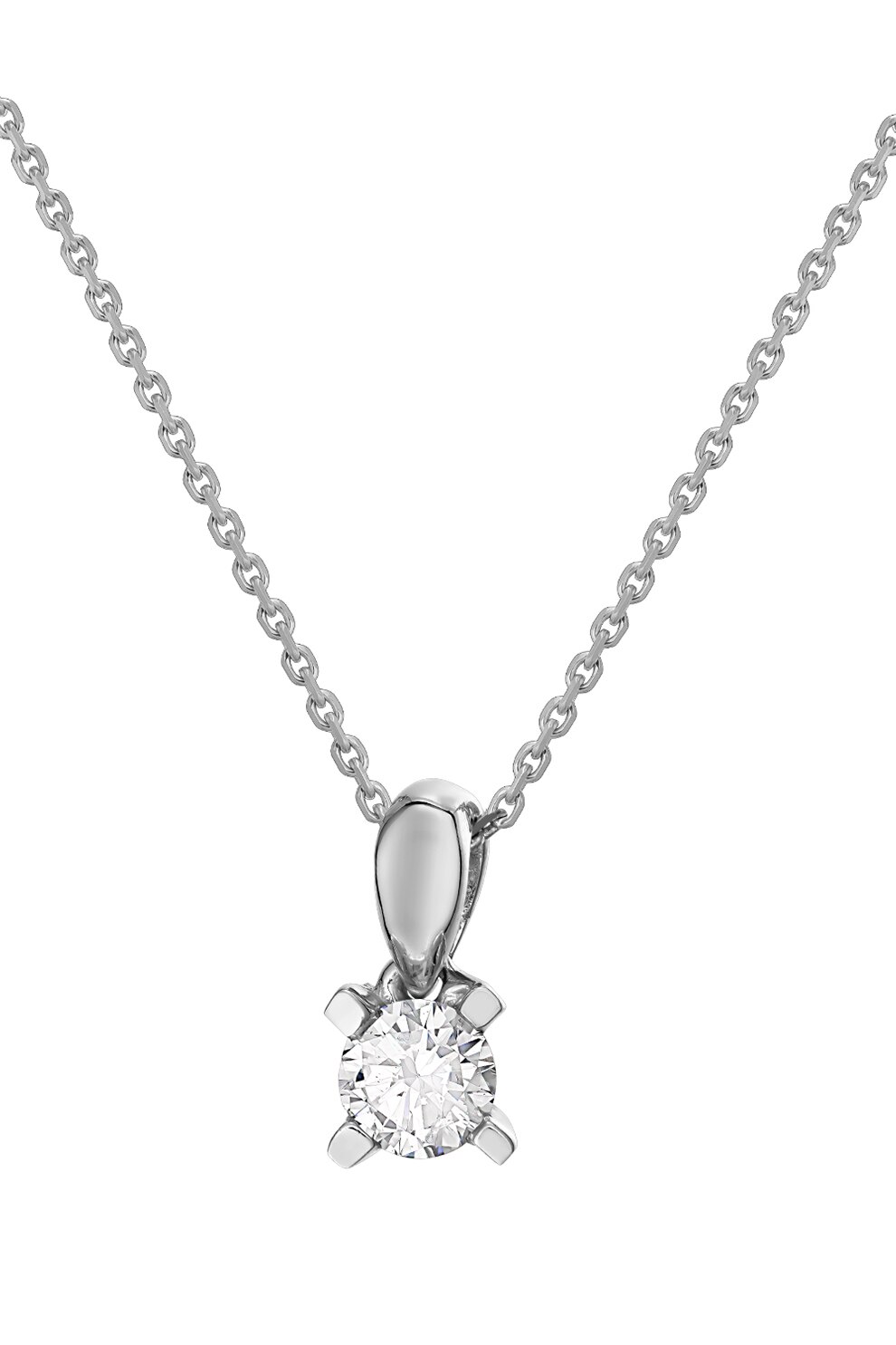 D Diamond, Colier din aur alb de 14K cu diamant, F - eMAG.ro