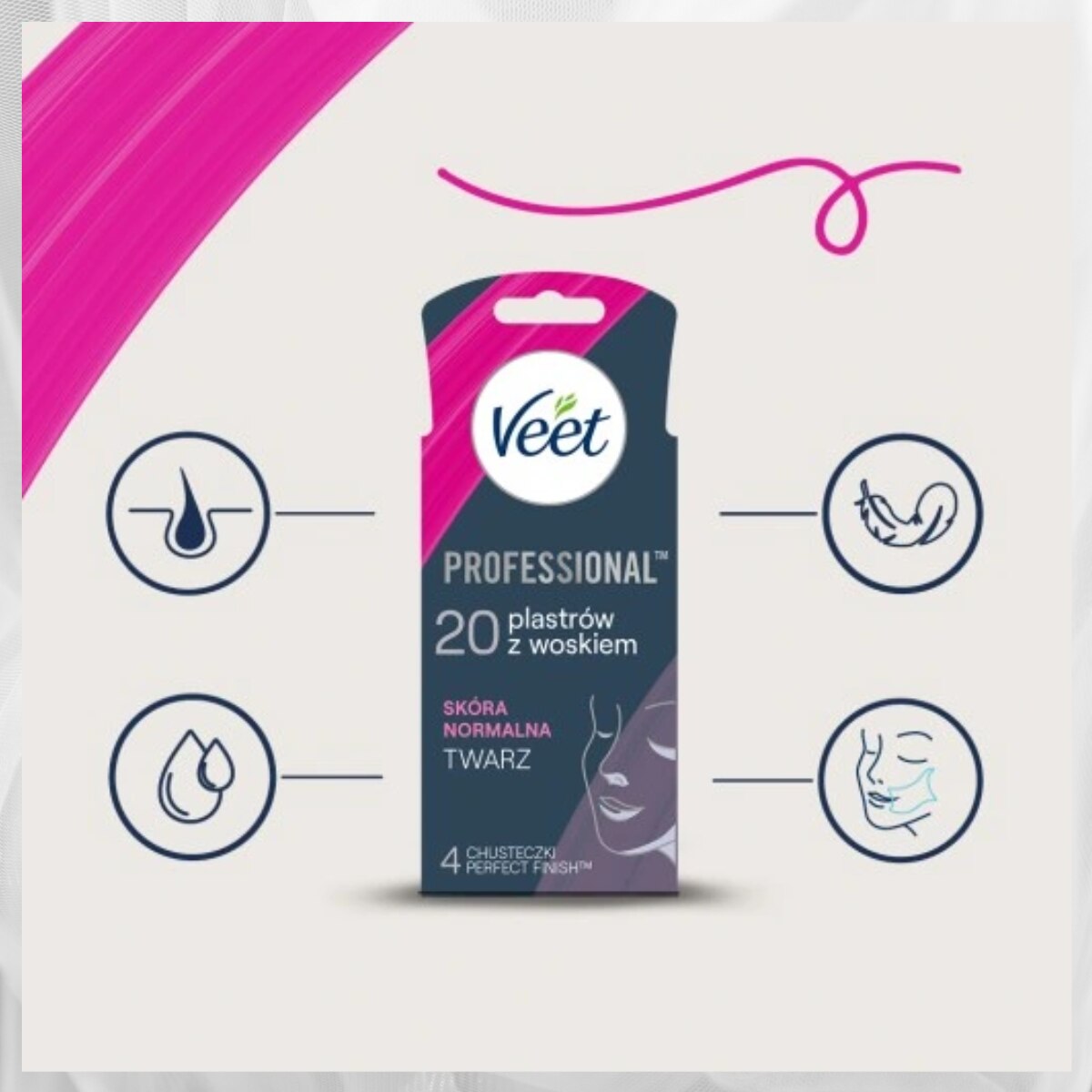 Benzi epilare faciala cu ceara Veet Easy Gel, 20 bucati - eMAG.ro