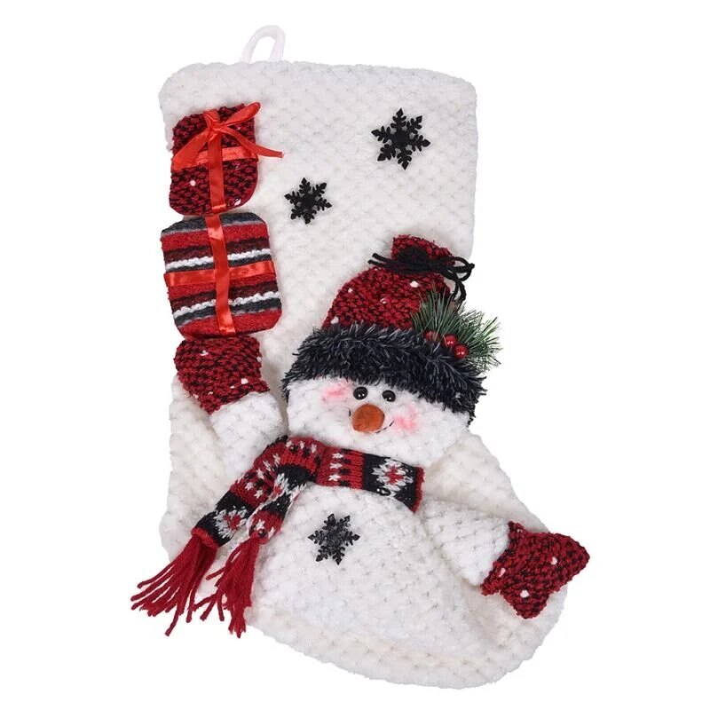 Cizma decorativa de craciun, model Om de Zapada cu fular, Alb, 50 cm ...