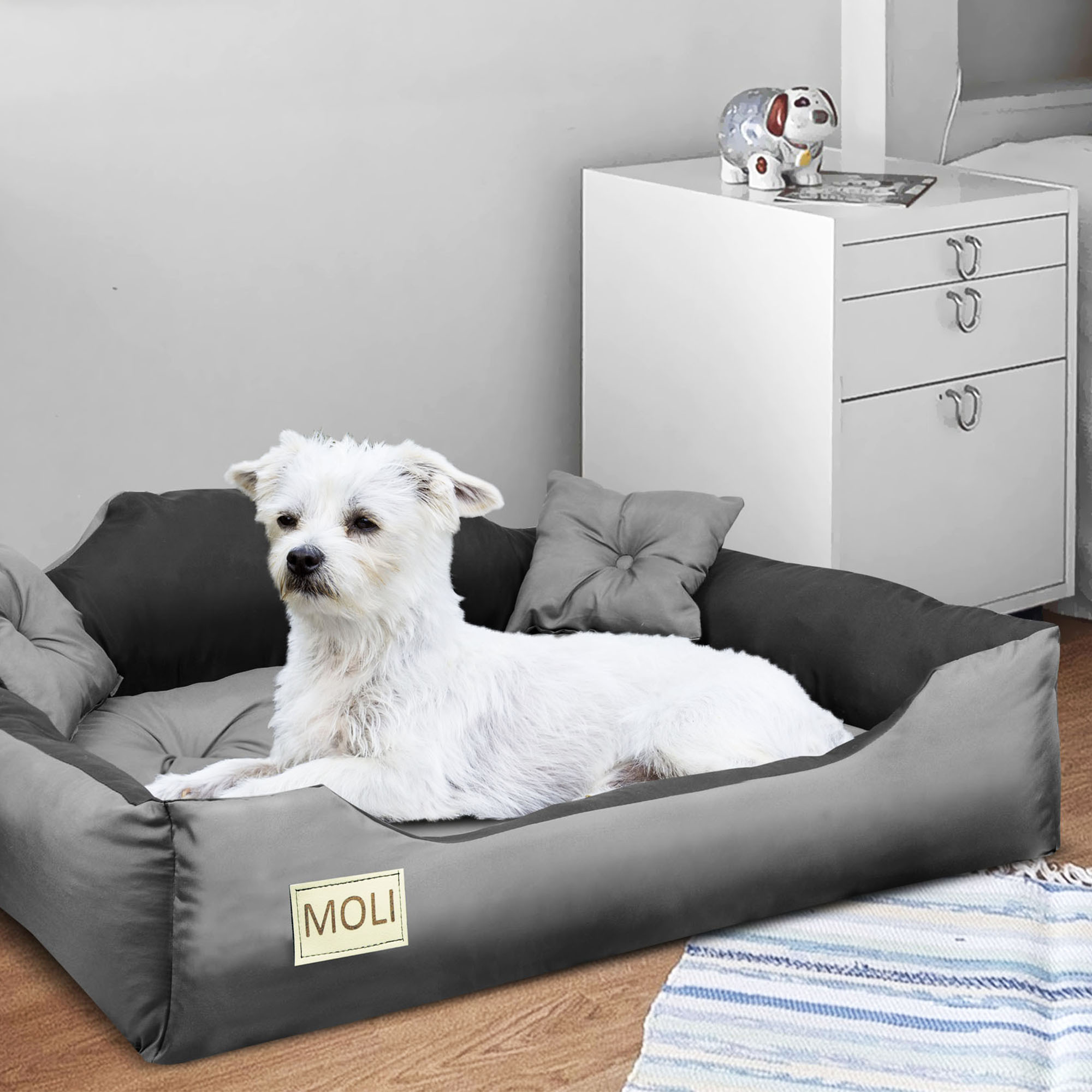 Pat Pentru Pisici Si Caini Poliester 115x95 cm Gri/Negru - eMAG.ro