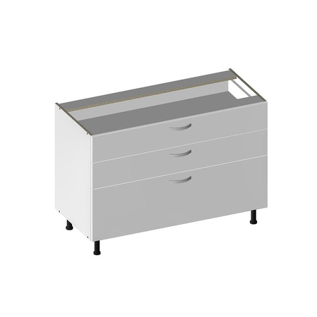 Corp baza 3 sertare CHARM 120X84X54.3, Fronturi MDF Lucios Alb, Manere ...