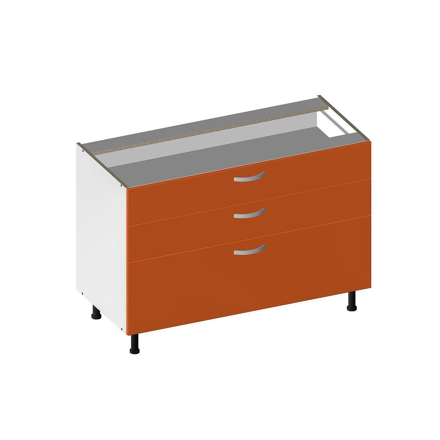 Corp baza 3 sertare CHARM 120X84X54.3, Fronturi MDF Lucios Orange ...
