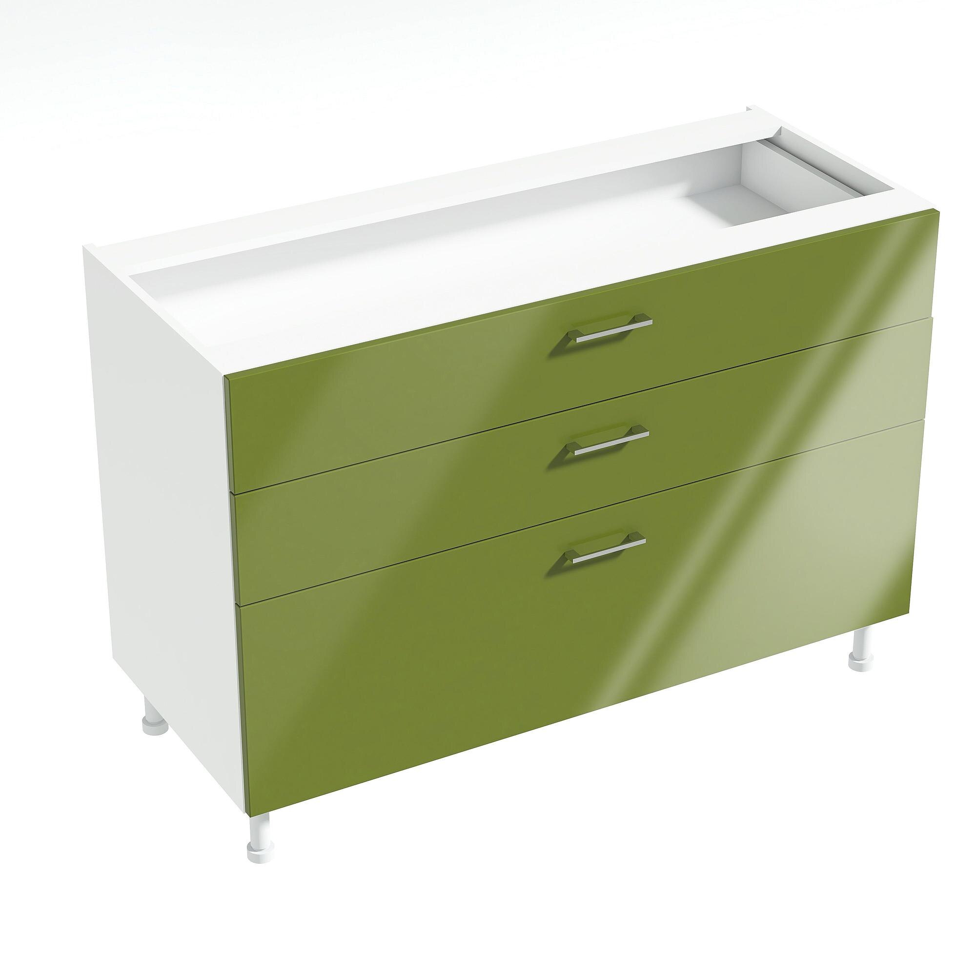 Corp baza 3 sertare CHARM 120X84X54.3, Fronturi MDF Lucios Verde ...