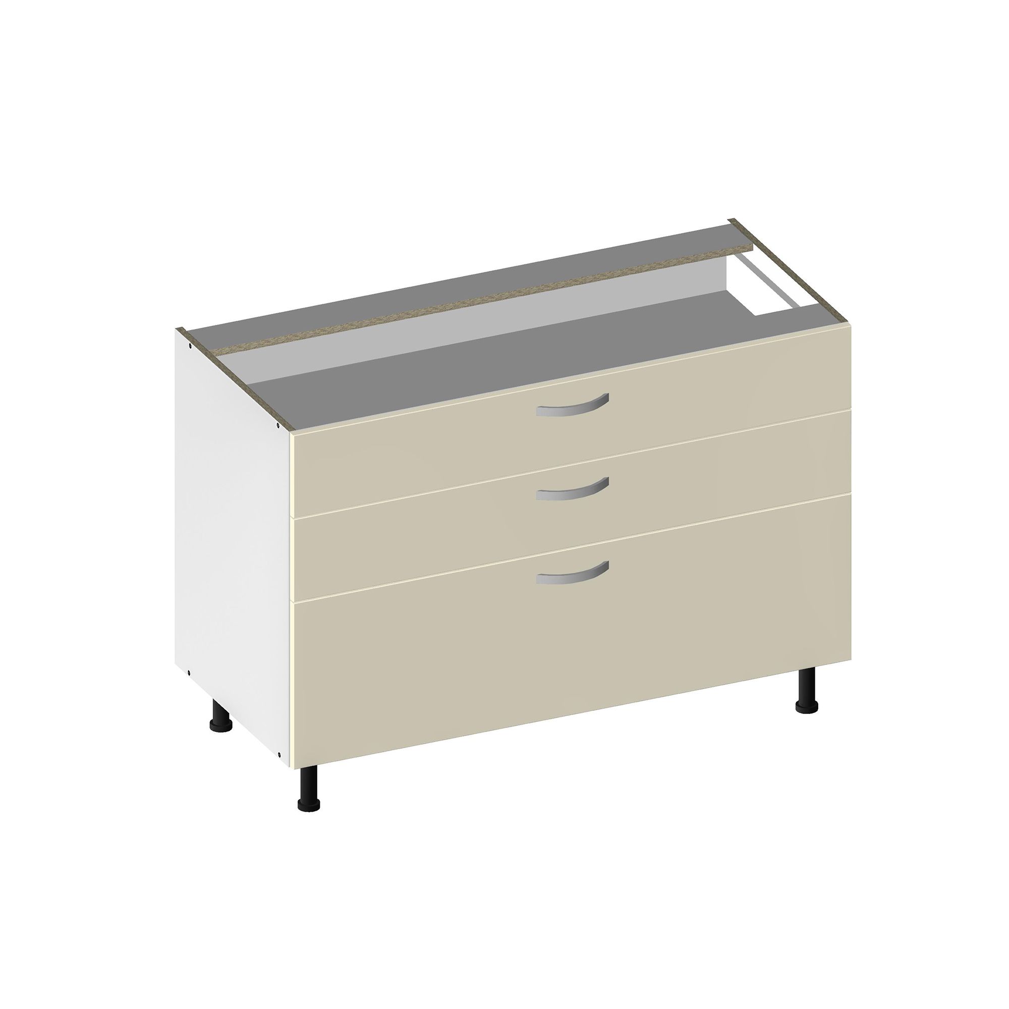 Corp baza 3 sertare CHARM 120X84X54.3, Fronturi PAL Migdala 1, Manere ...
