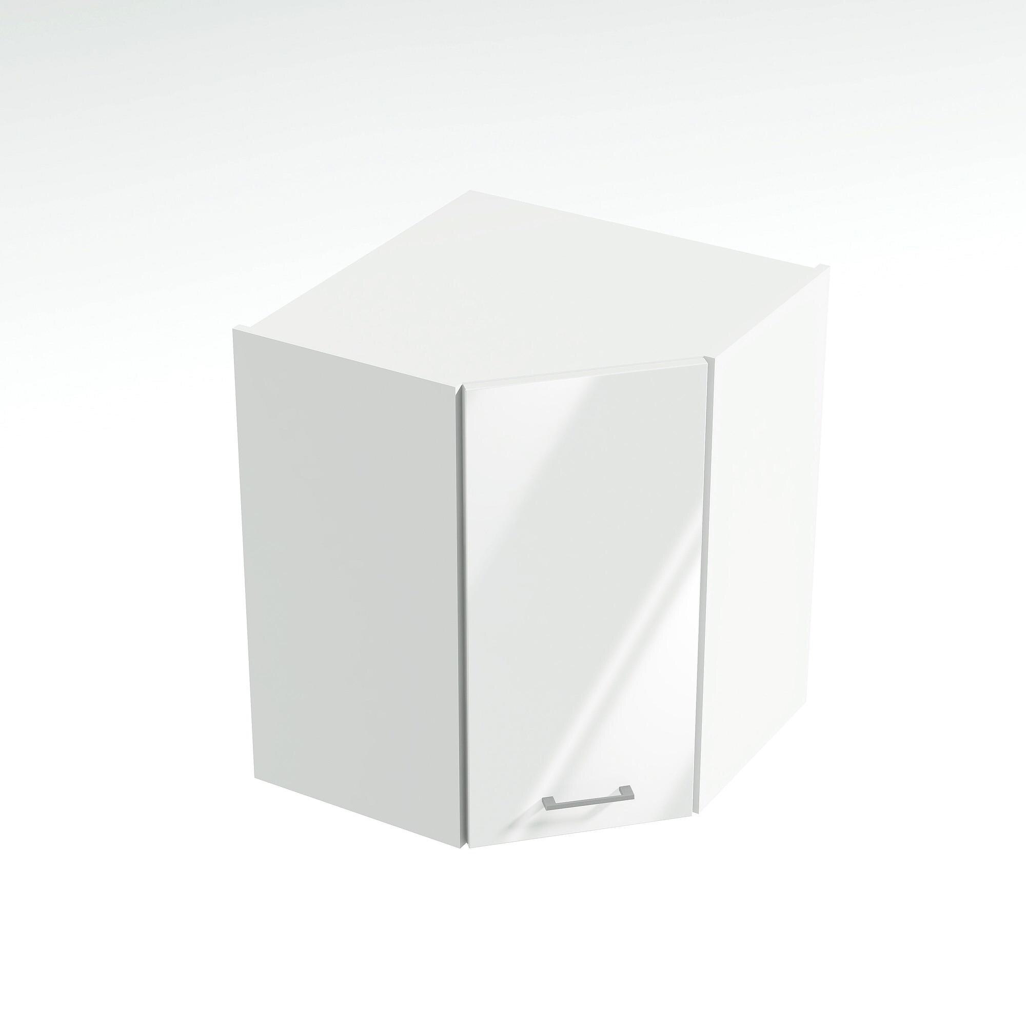 Corp suspendat de colt 1 usa CHARM 60x72x60, Fronturi MDF Lucios Alb ...