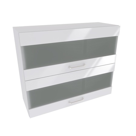 Corp suspendat 2 usi de sticla DOMINO 80X65X32.1, Fronturi MDF Lucios ...