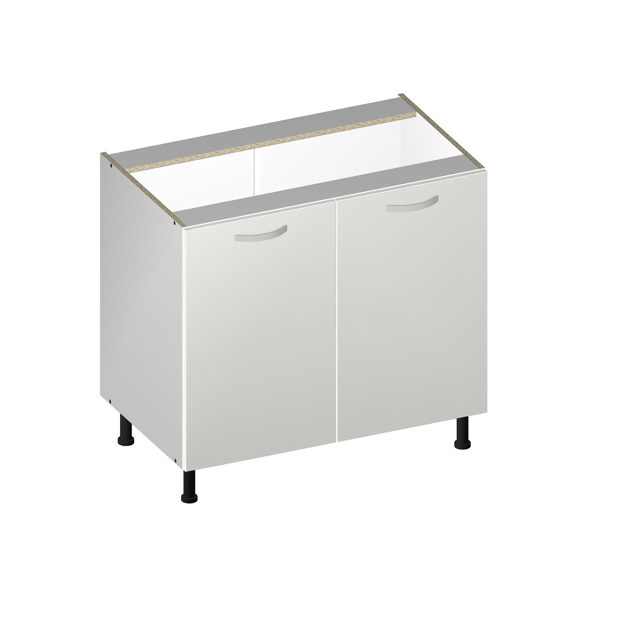 Corp baza 2 usi CHARM 90X84X54.3, Fronturi MDF Lucios Alb, Manere Inox ...