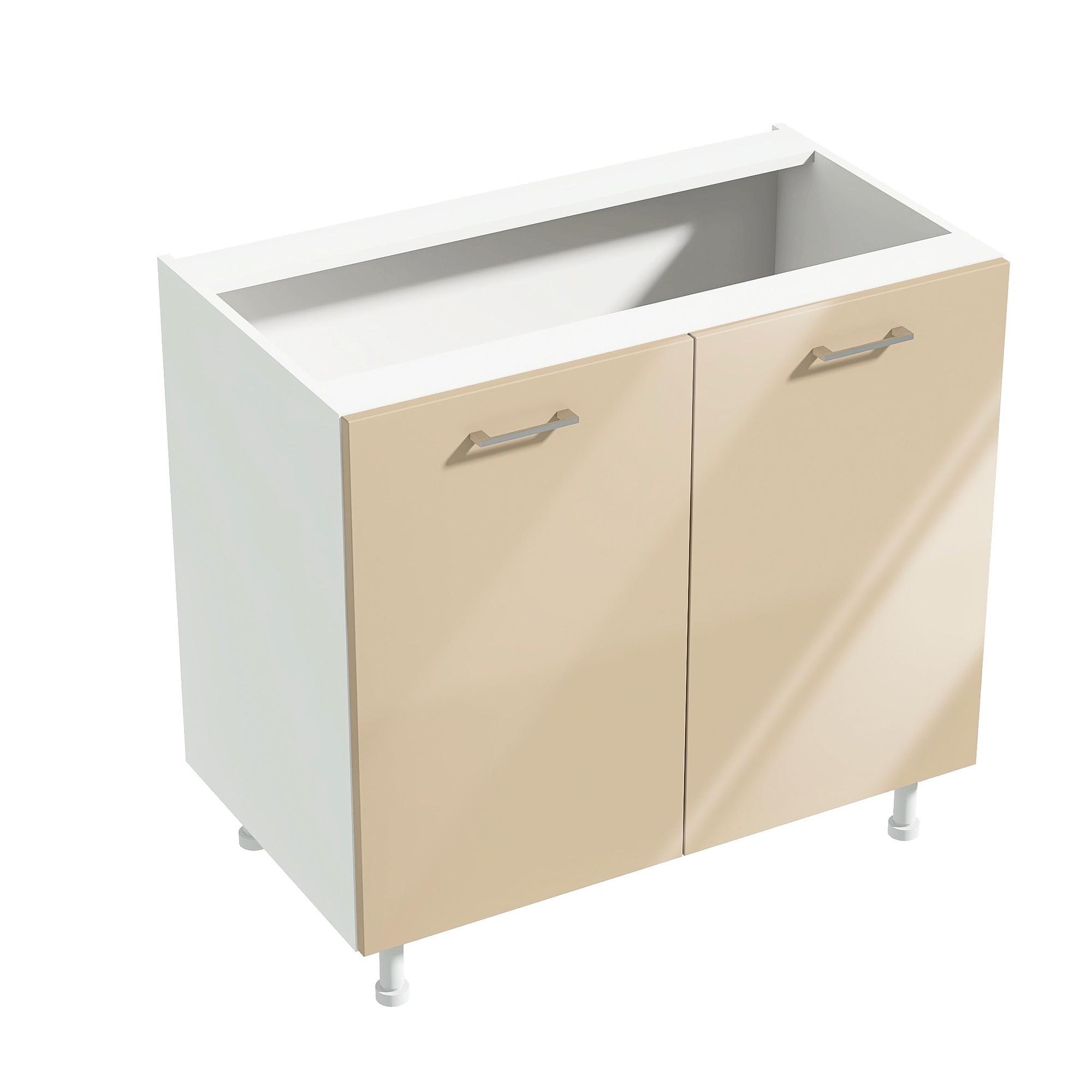 Corp baza 2 usi CHARM 90X84X54.3, Fronturi MDF Lucios Crem, Manere Inox ...