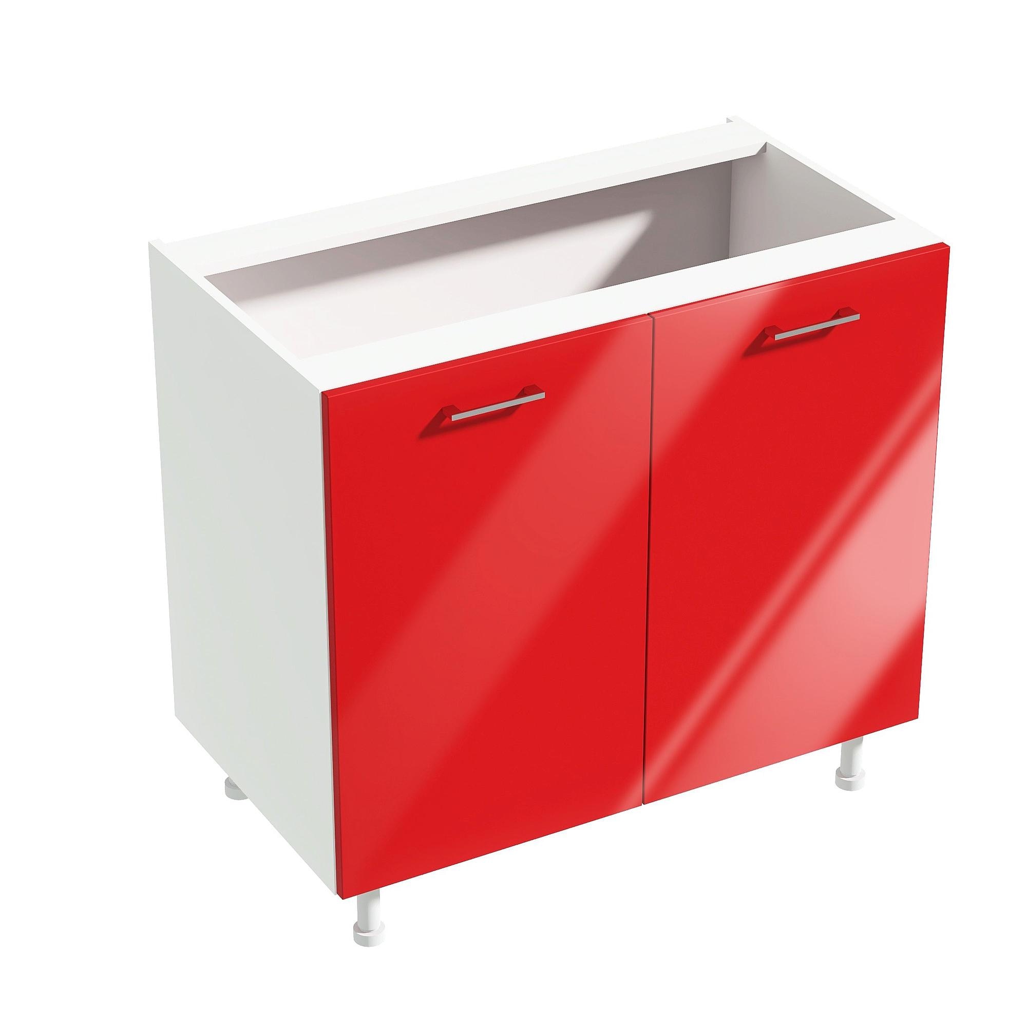 Corp baza 2 usi CHARM 90X84X54.3, Fronturi MDF Lucios Rosu, Manere Inox ...