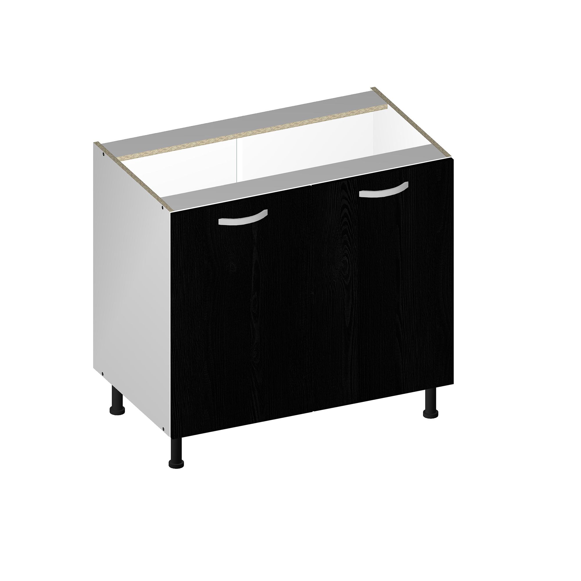 Corp baza 2 usi CHARM 90X84X54.3, Fronturi PAL Negru Fumuriu, Manere ...