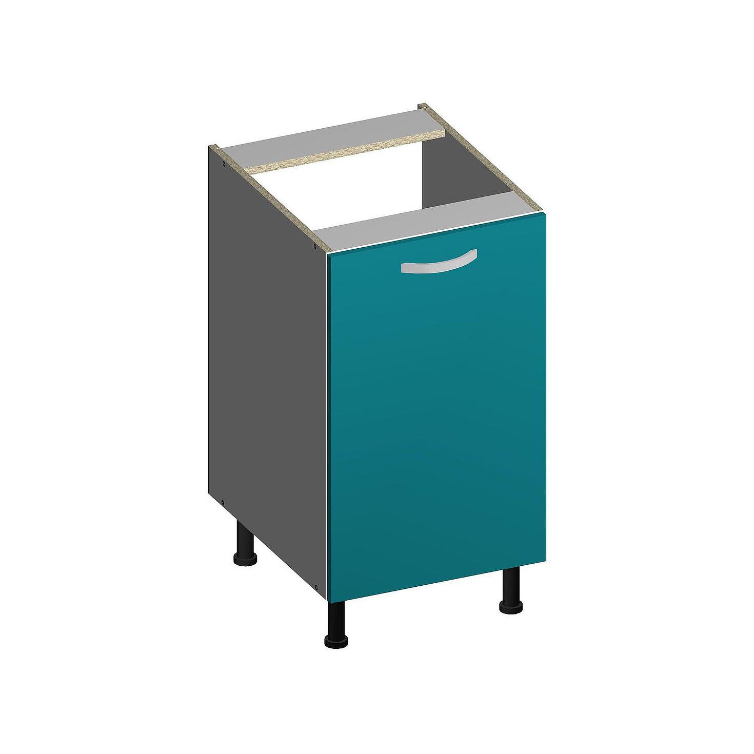 Corp baza 1 usa si 1 raft CHARM 45x84x54.3, Fronturi MDF Lucios Turcoaz ...