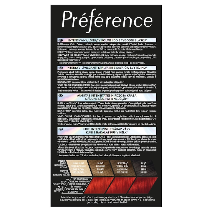 Vopsea de par L'Oreal Paris Preference Vivid Colors, 8.624 Bright Red ...
