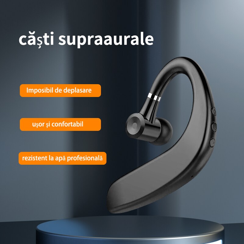 Casti Bluetooth fara fir, conducere osoasa, montate pe ureche, IPX7 ...