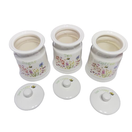 Set 3 recipiente Cooksmart England, Bee Happy, Pentru cafea, zahar si ...