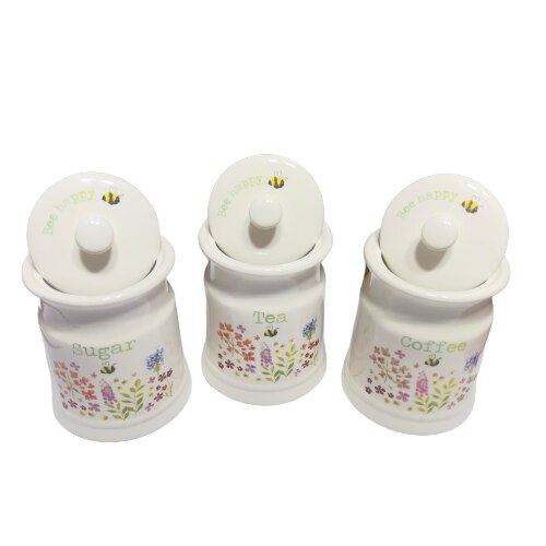 Set 3 recipiente Cooksmart England, Bee Happy, Pentru cafea, zahar si ...