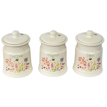 Set 3 recipiente Cooksmart England, Bee Happy, Pentru cafea, zahar si ...