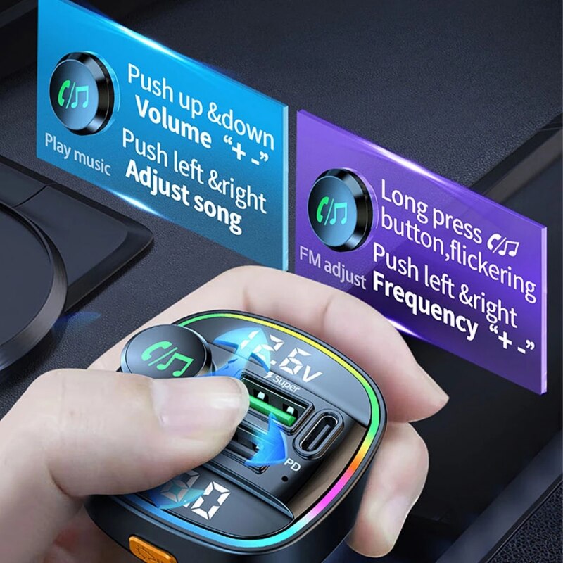 Modulator FM Bluetooth 5.0, Transmitator FM cu functie de incarcator ...