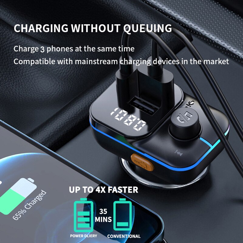 Modulator FM, Bluetooth, USB dual, Negru - eMAG.ro