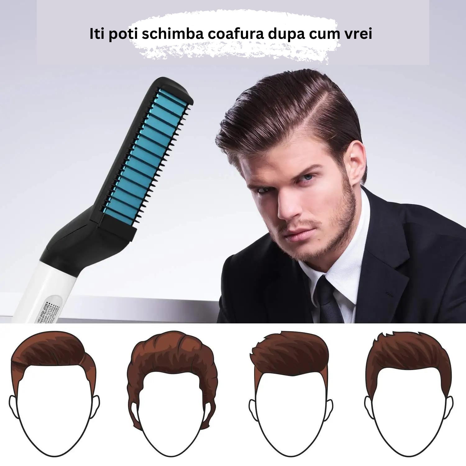 Mini placa 2in1 pentru indreptat parul si barba barbati, 10 W, culoarea ...
