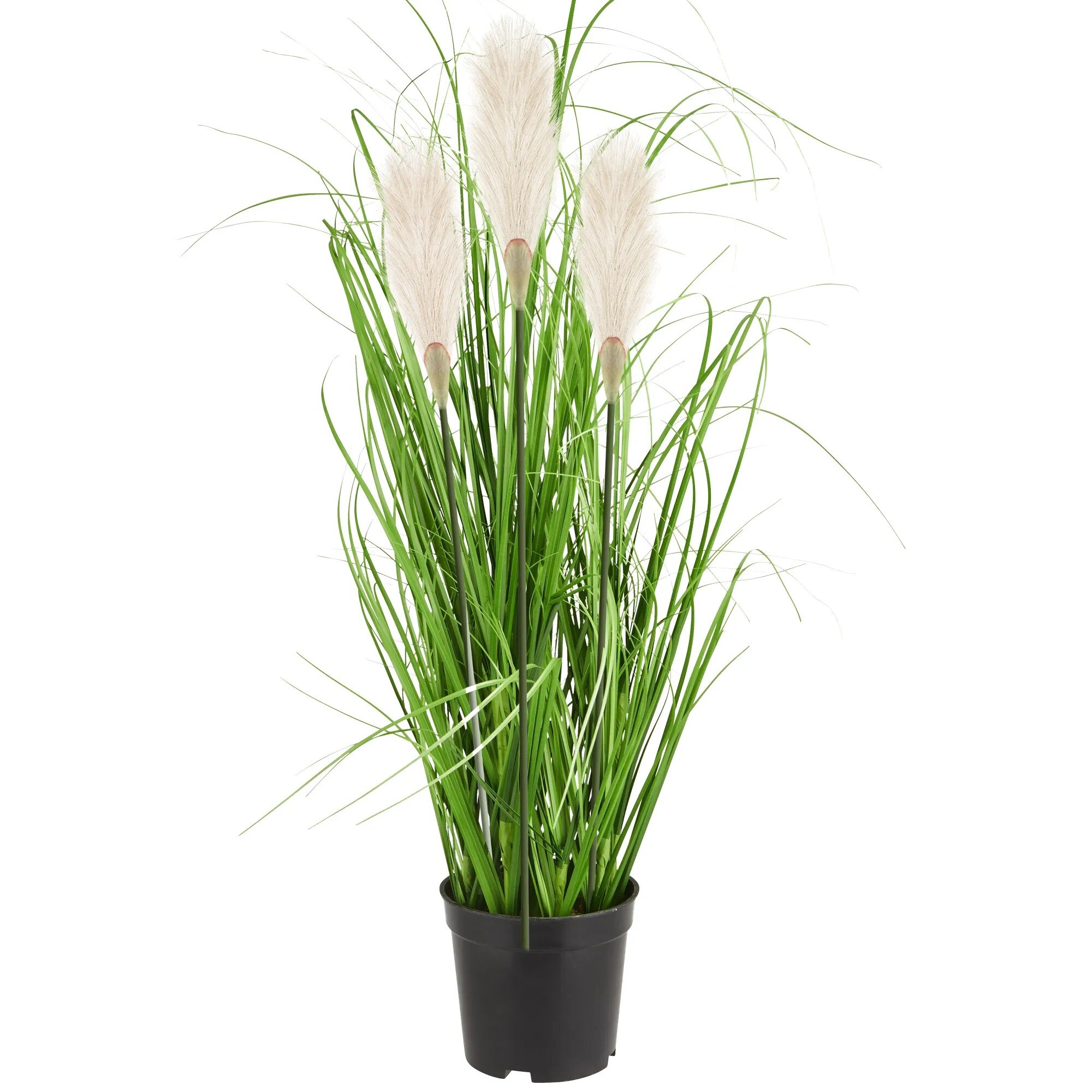 Ghiveci cu iarba artificiala Inflorita, 3 Flori, 70 cm, Verde Bej - eMAG.ro