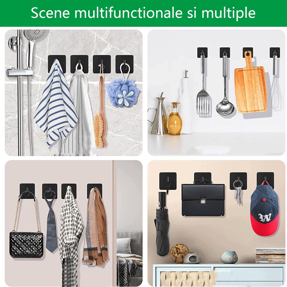 Set 4 carlige de prosoape, sundiguer, inoxidabil, Montare cu Benzi ...
