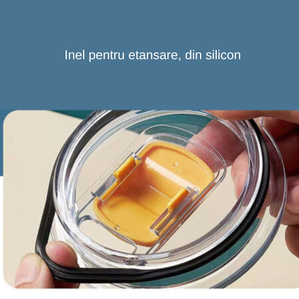 Cana termos din otel inoxidabil, capac cu slider magnetic, cu pereti ...