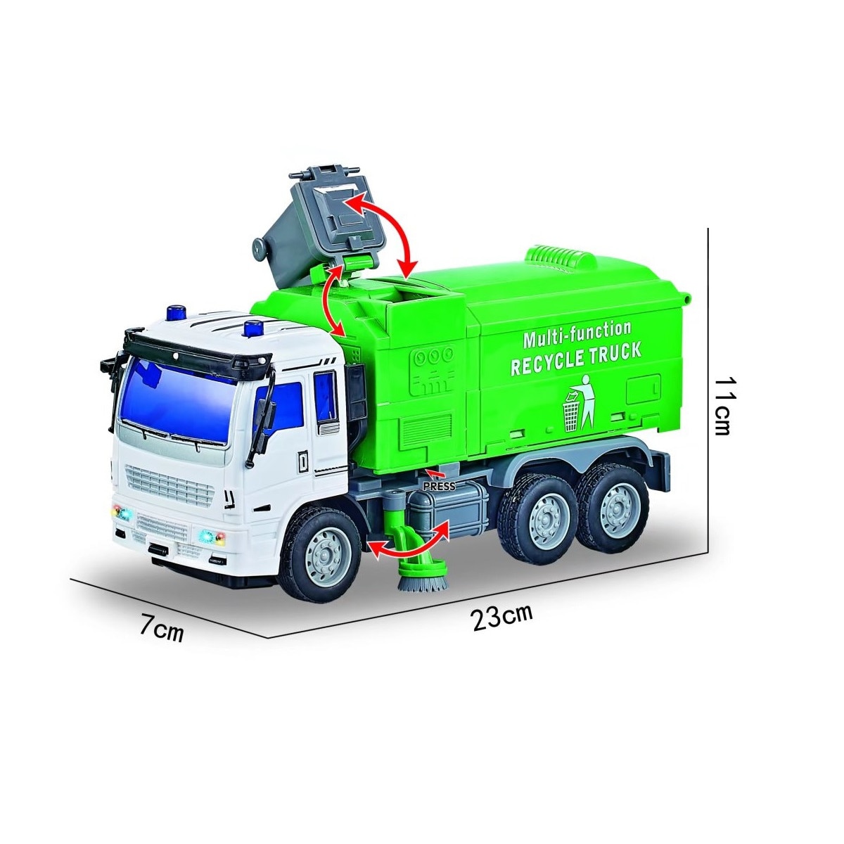 Camion de gunoi cu telecomanda, verde, 23 cm - eMAG.ro