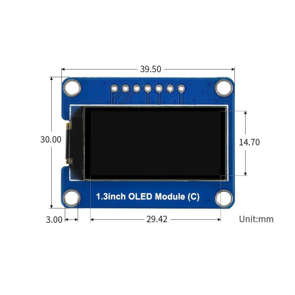 OLED екран Waveshare, 1,3 инча, 64x128, Съвместим с Raspberry Pi/Arduino, Син - eMAG.bg