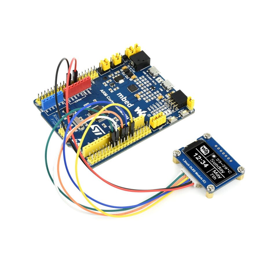 OLED екран Waveshare, 1,3 инча, 64x128, Съвместим с Raspberry Pi/Arduino, Син - eMAG.bg
