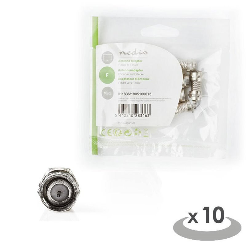 Set adaptori pentru satelit/antena, Nedis, F tata/F tata, 10 buc, Argintiu - eMAG.ro