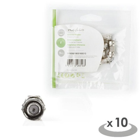 Set adaptori pentru satelit/antena, Nedis, F tata/F tata, 10 buc, Argintiu - eMAG.ro